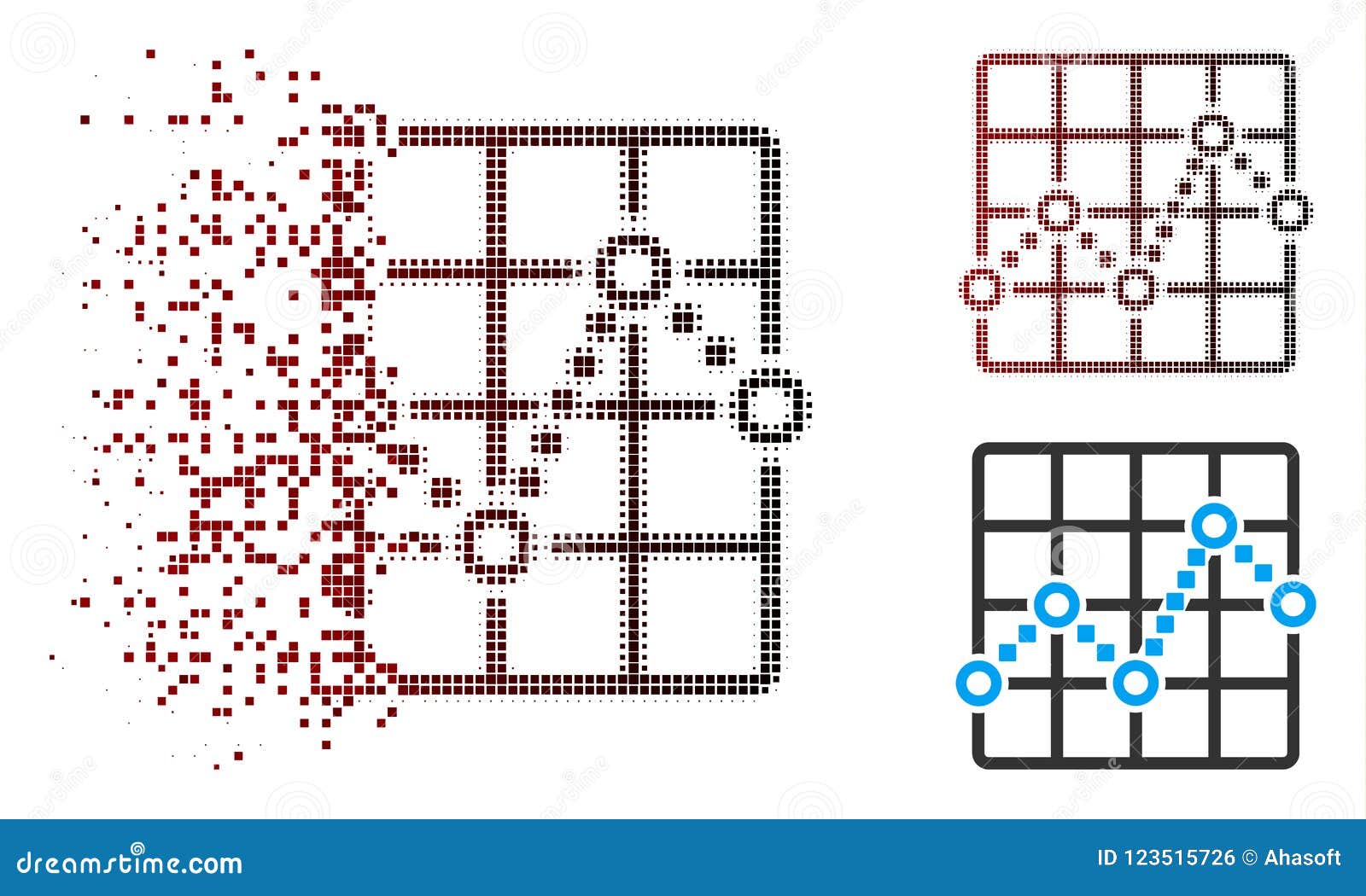 Broken Pixel Halftone Line Plot Icon Stock Vector - Illustration of ...