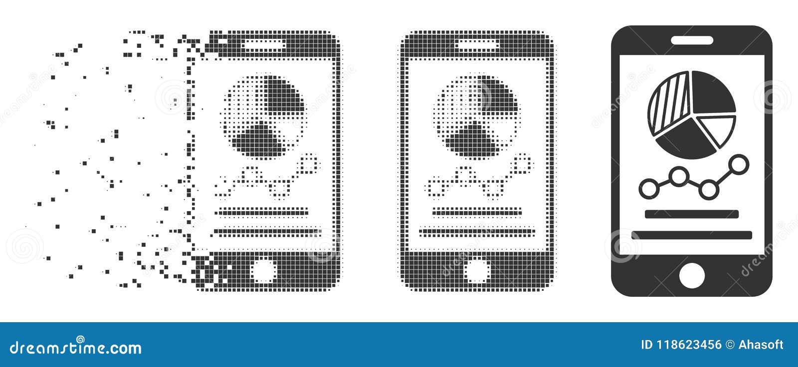 Broken Pixel Halftone Mobile Graphs Icon Stock Vector - Illustration of ... Broken Pixel Halftone Mobile Graphs Icon Stock Vector - Illustration of ...