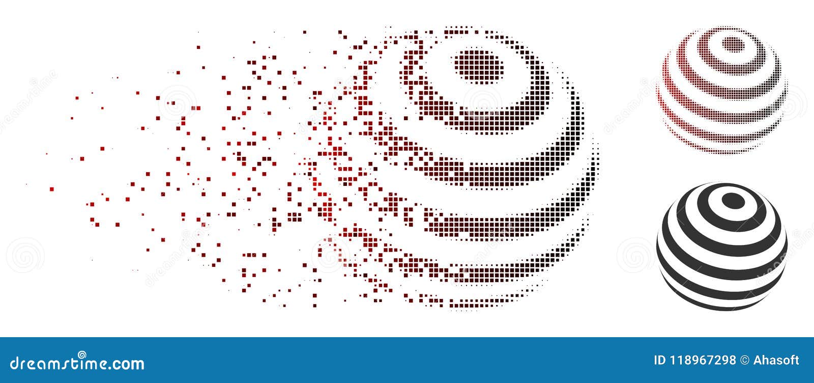 Broken Pixel Halftone Striped Abstract Sphere Icon Stock Vector ...