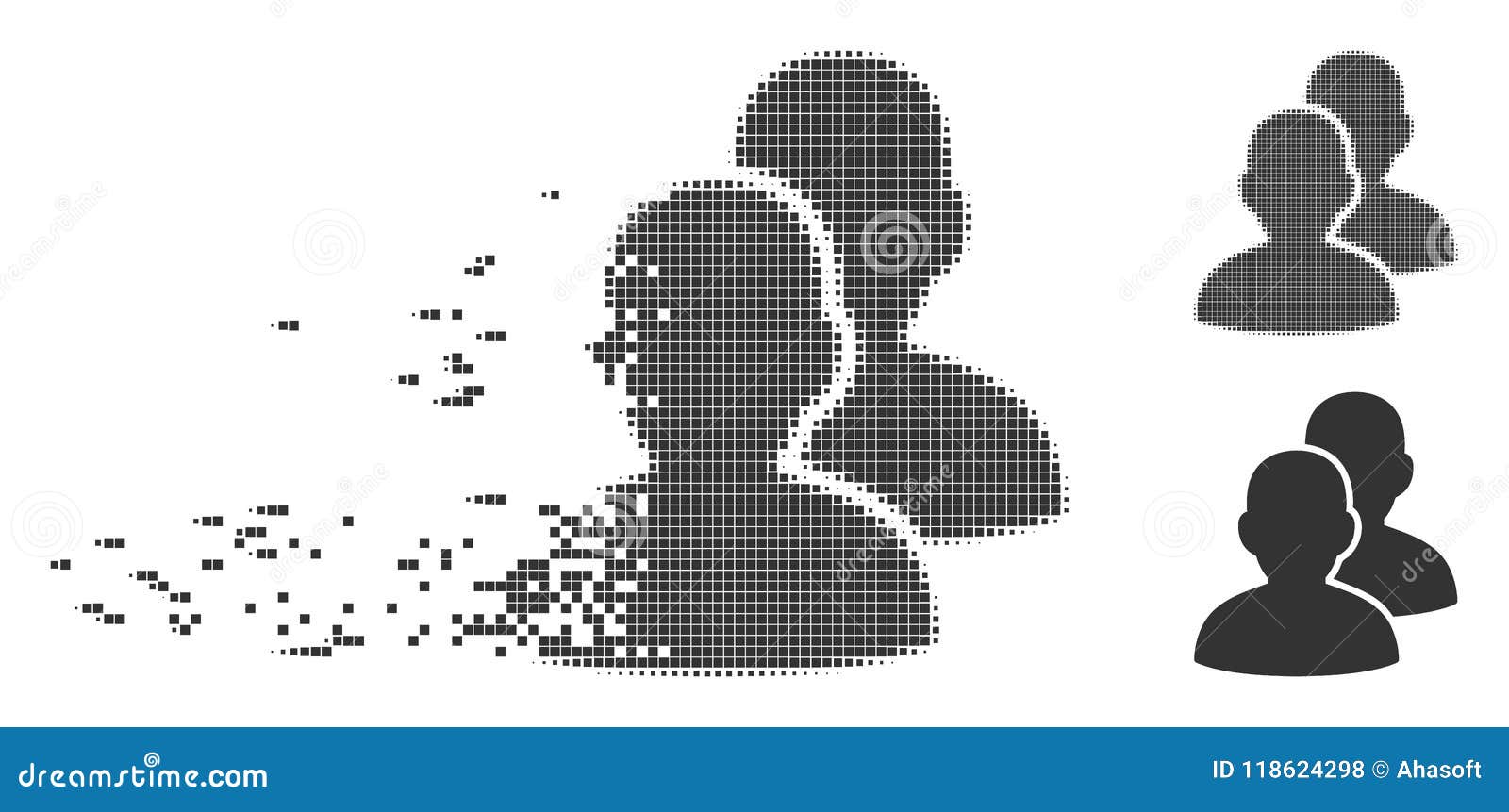 Broken Pixel Halftone Users Icon Stock Vector - Illustration of motion ...