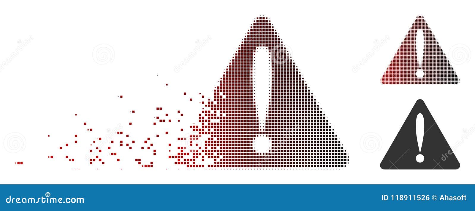 Broken Pixel Halftone Warning Error Icon Stock Vector - Illustration of ...