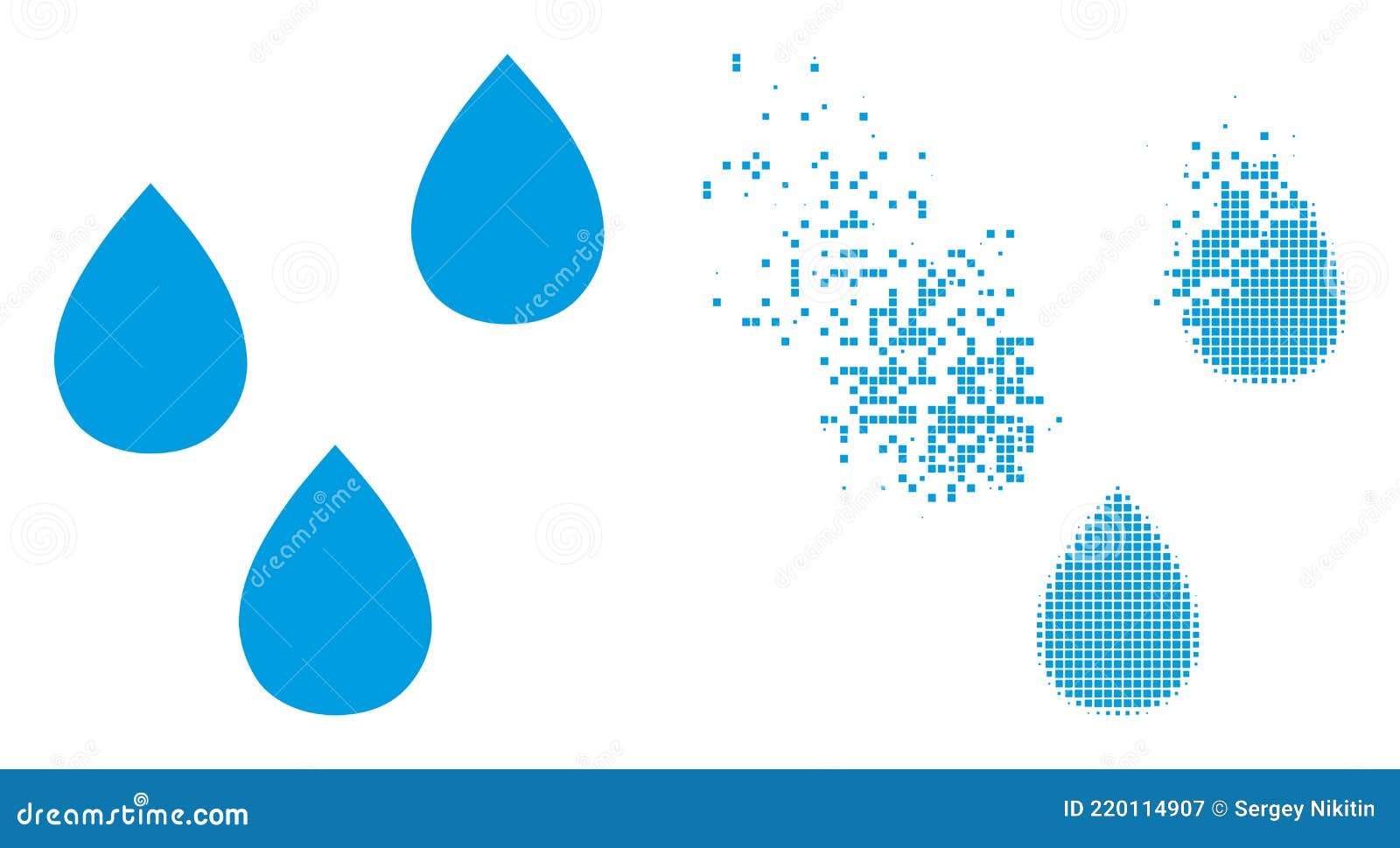 Broken Pixel and Original Water Drops Icon Stock Vector - Illustration ...