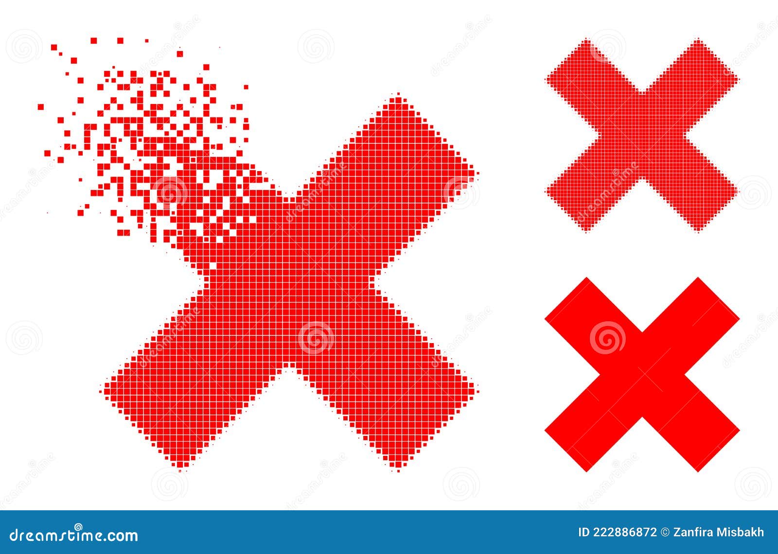 Broken Pixelated X-Cross Glyph with Halftone Version Stock Vector ...
