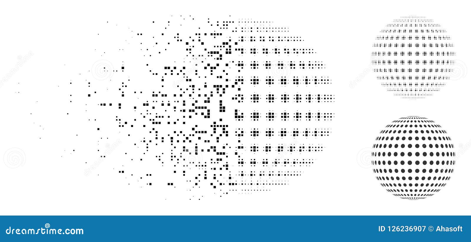 Broken Pixelated Halftone Abstract Dotted Sphere Icon Stock Vector ...