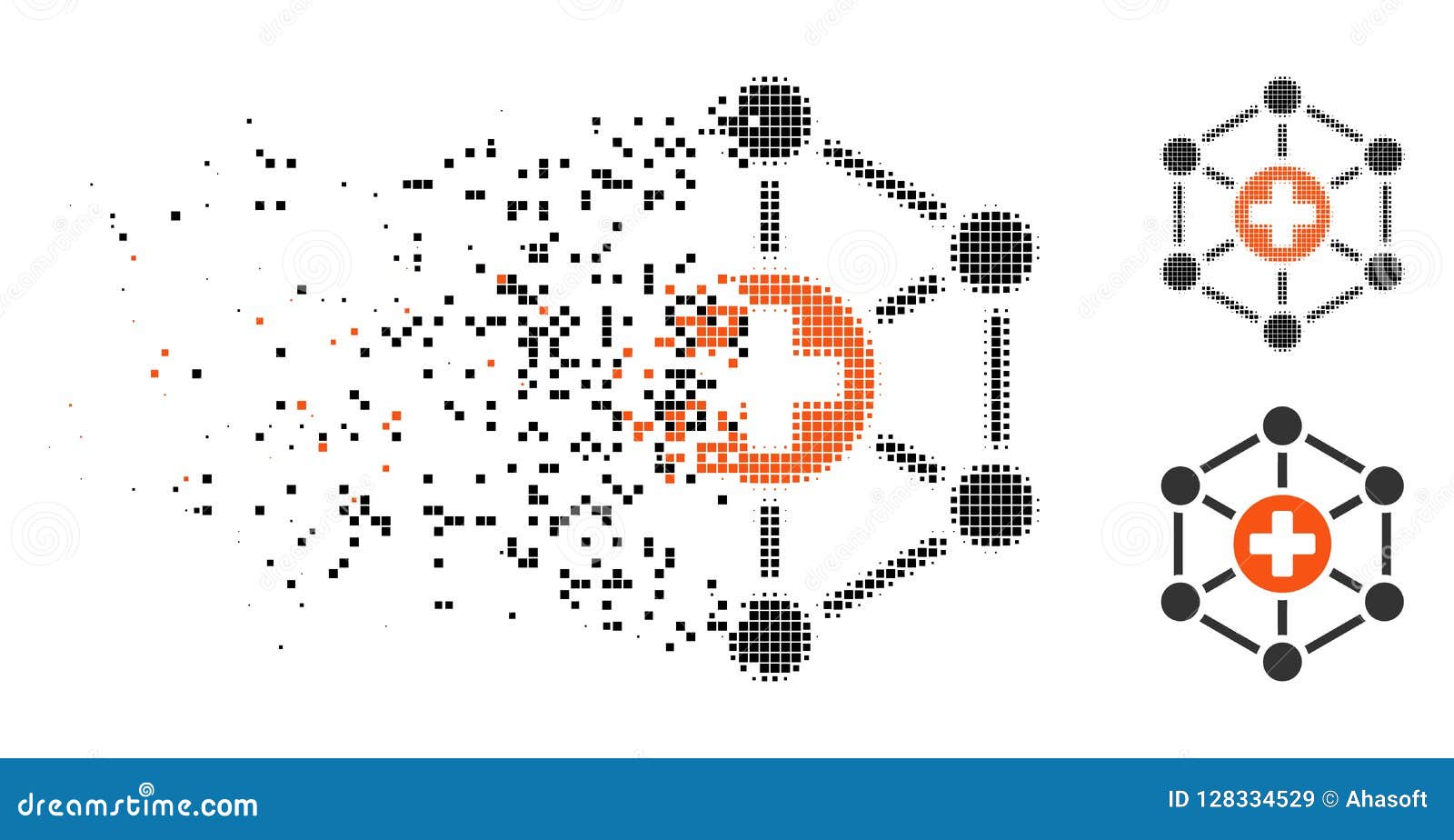 Broken Pixelated Halftone Medical Network Icon Stock Vector ...
