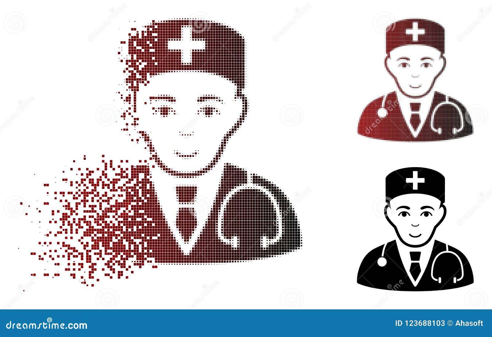 Broken Pixelated Halftone Physician Icon Stock Vector - Illustration of ...