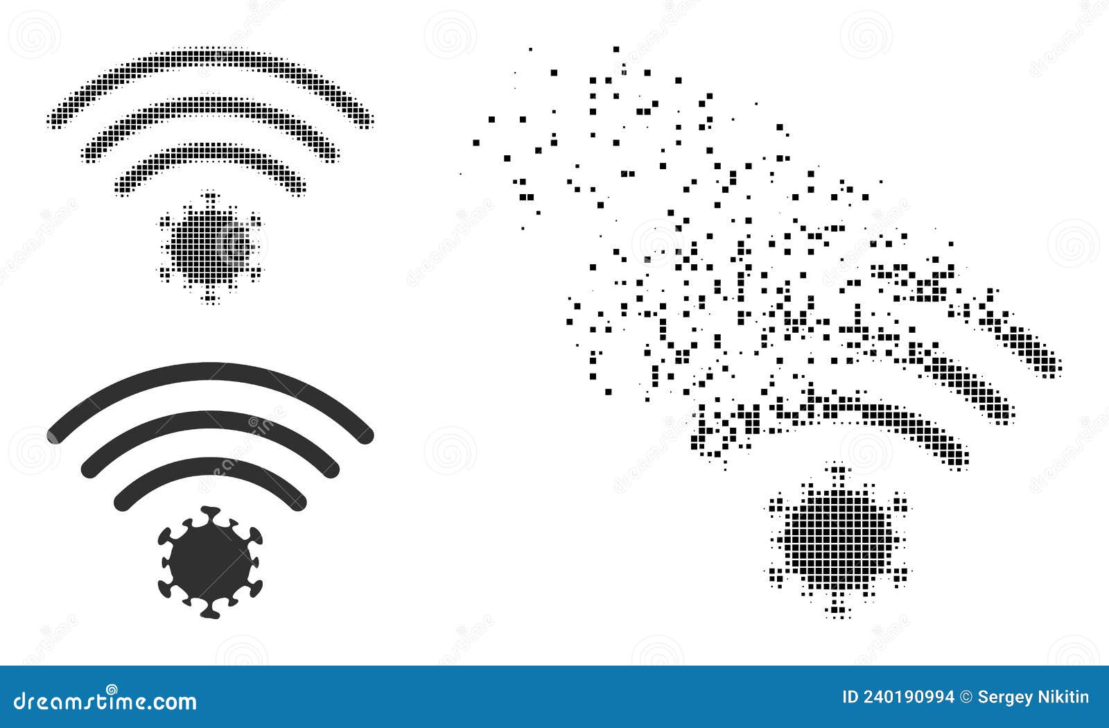 Broken Pixelated and Original Virus Source Icon Stock Vector ...