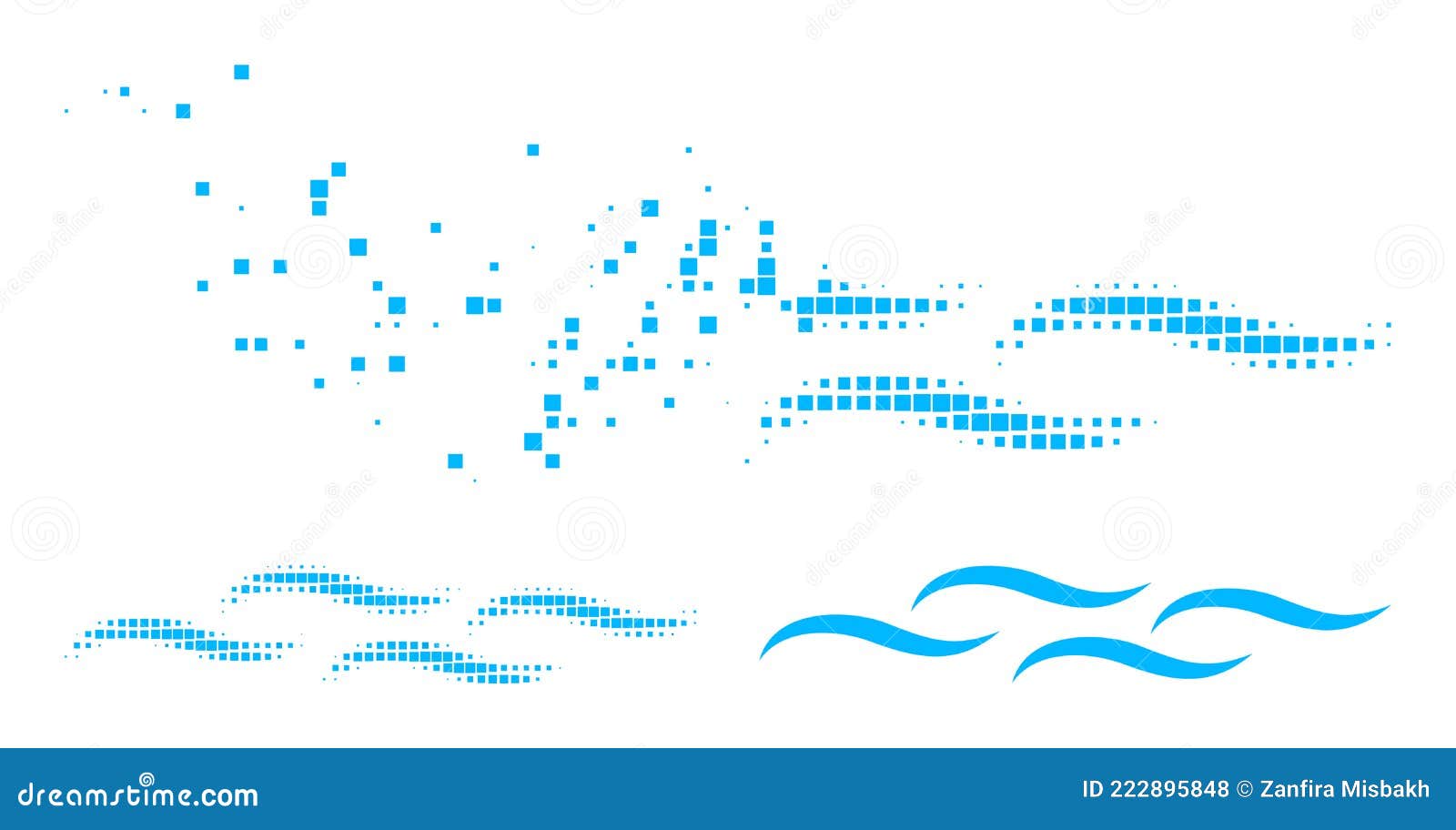 Broken Pixelated Water Surface Icon with Halftone Version Stock Vector ...
