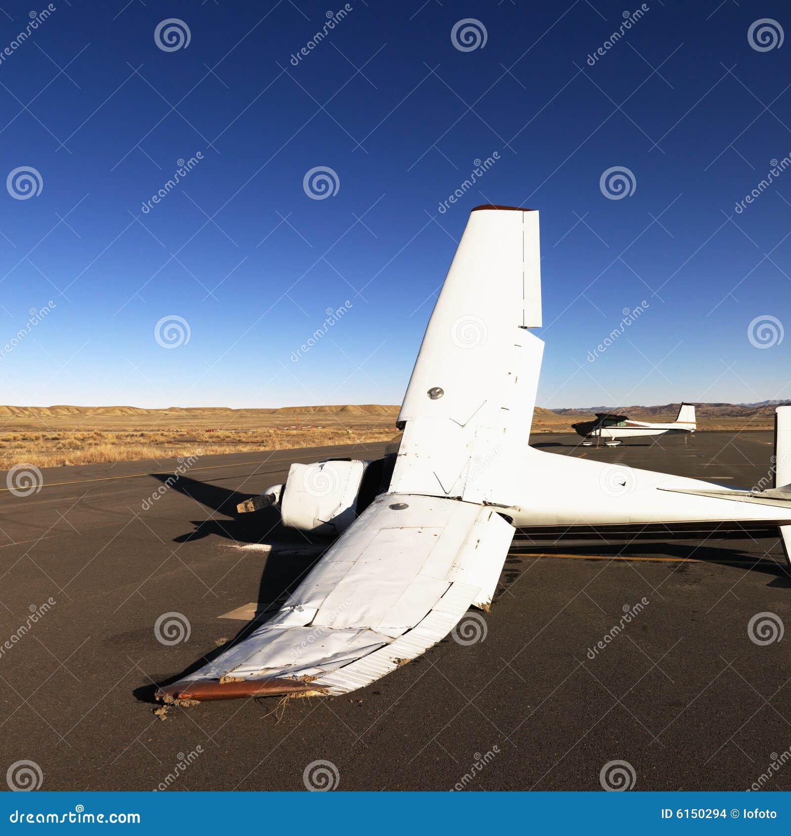 Broken Plane on Tarmac at Airport. Stock Photo - Image of airplane ...