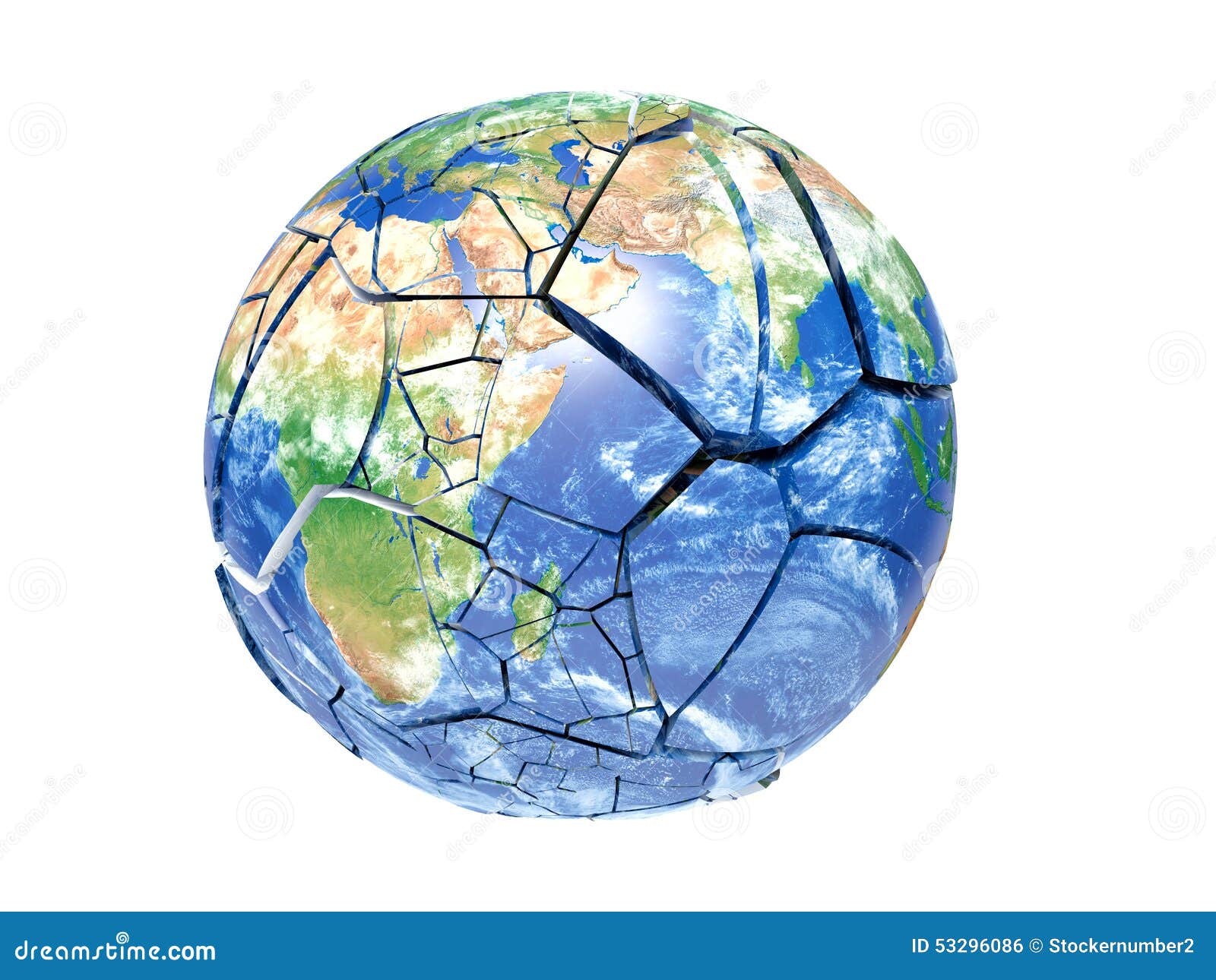 Broken Planet Earth on a White Background Stock Illustration ...