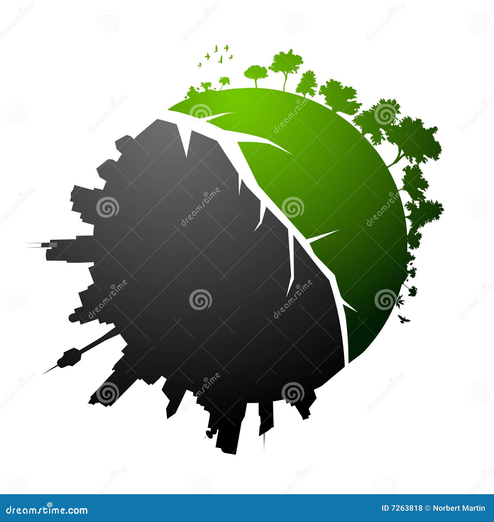 Broken planet illustration stock vector. Illustration of plant - 7263818