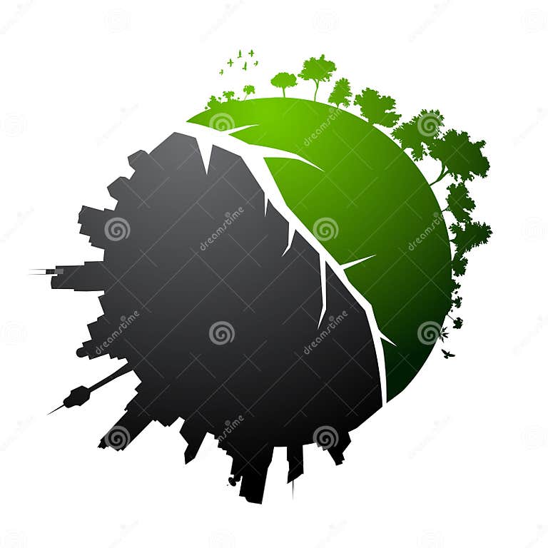 Broken planet illustration stock vector. Illustration of plant - 7263818