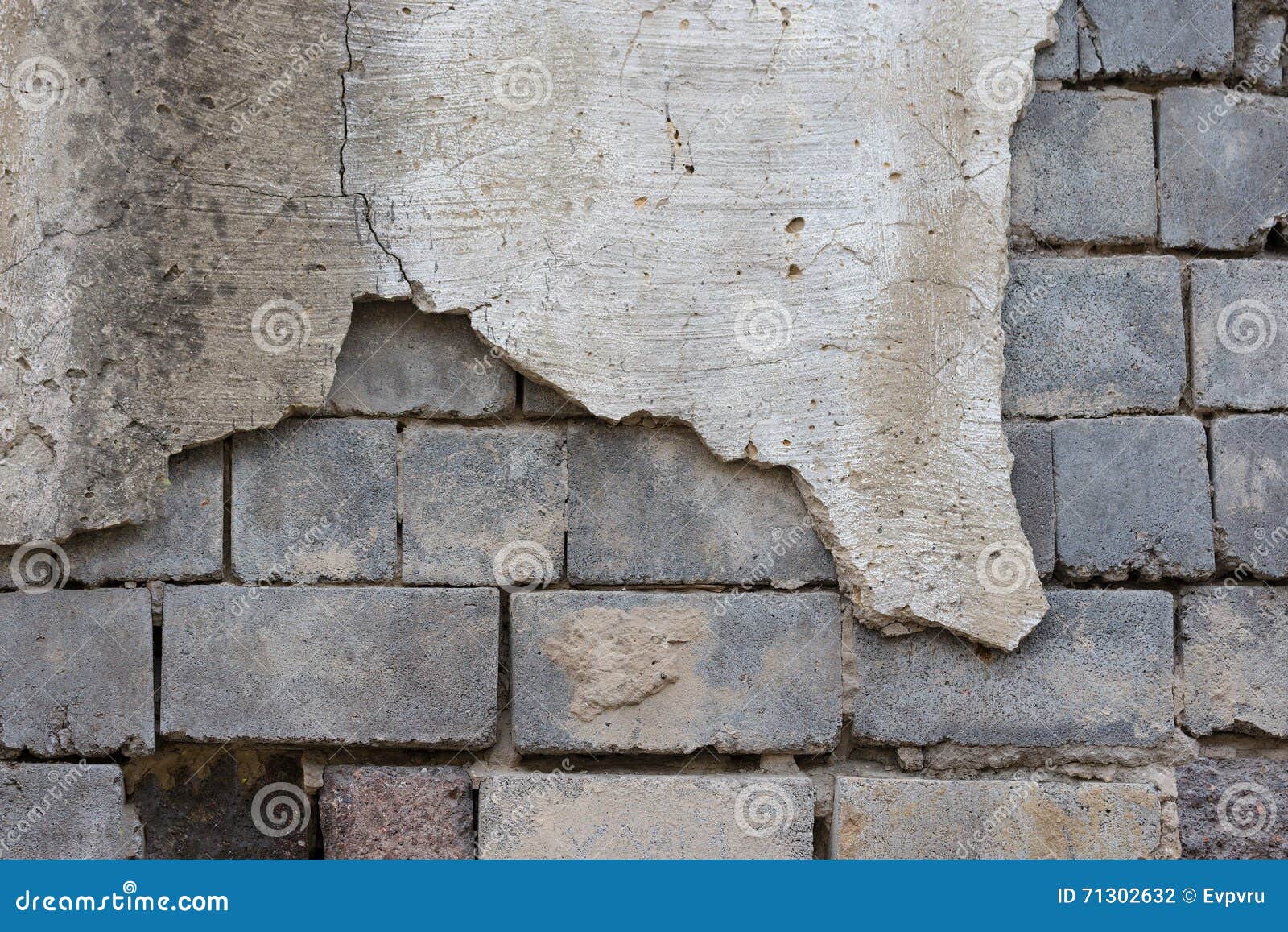 Broken plaster on the wall stock photo. Image of background - 71302632