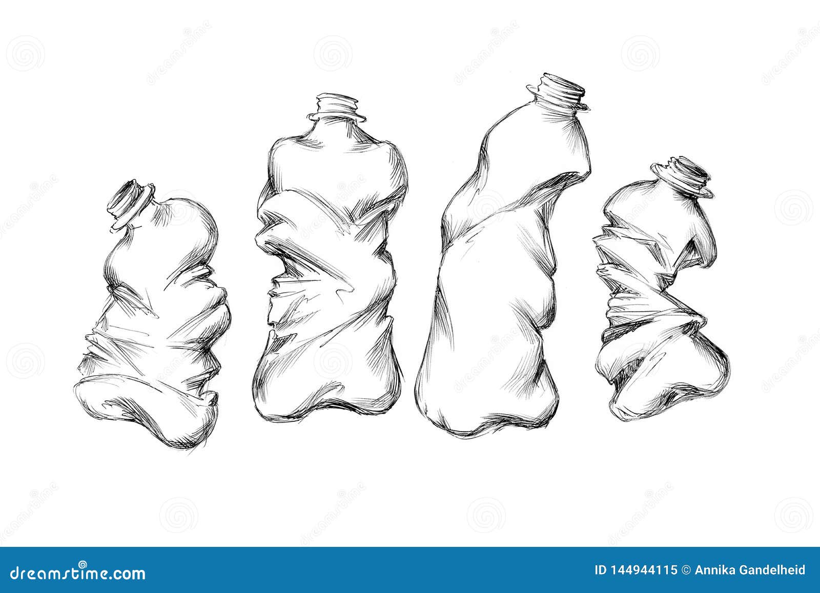 Broken plastic bottles stock illustration. Illustration of drawing ...