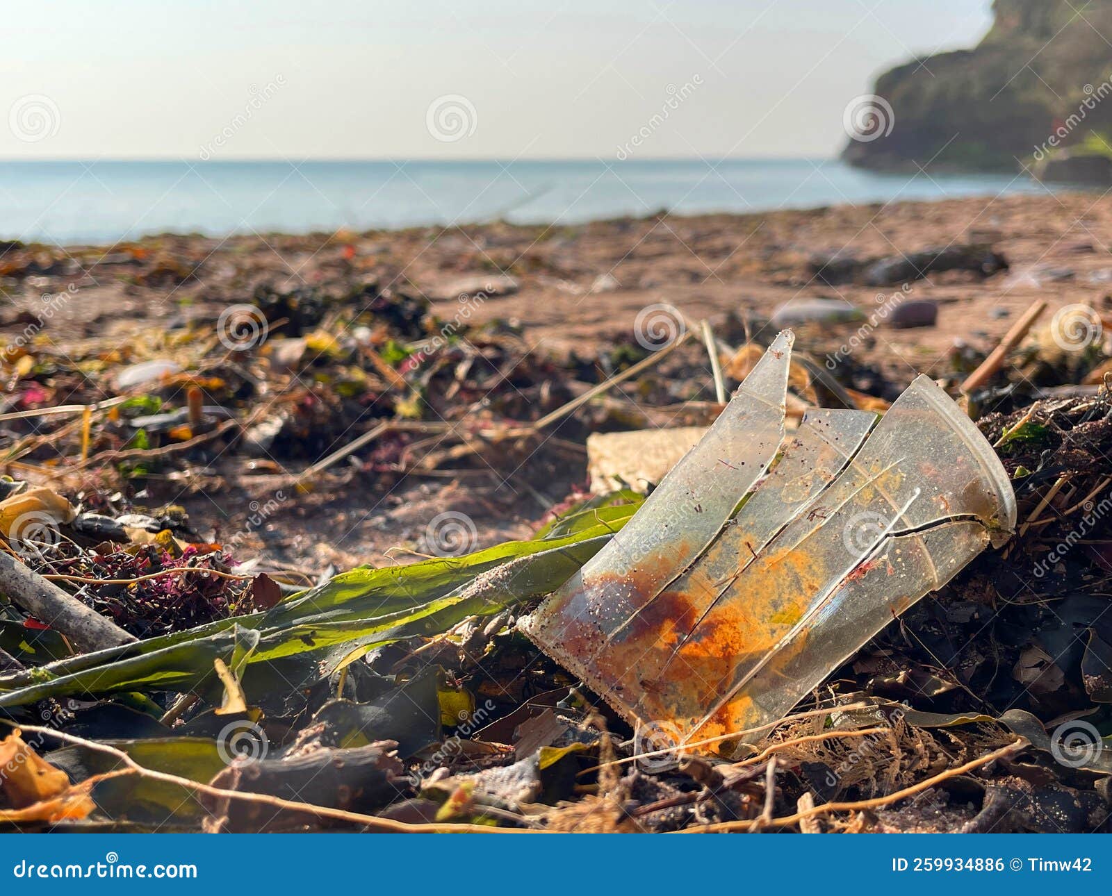 Broken Plastic Cup on Beach in Devon - Pollution Stock Photo - Image of ...