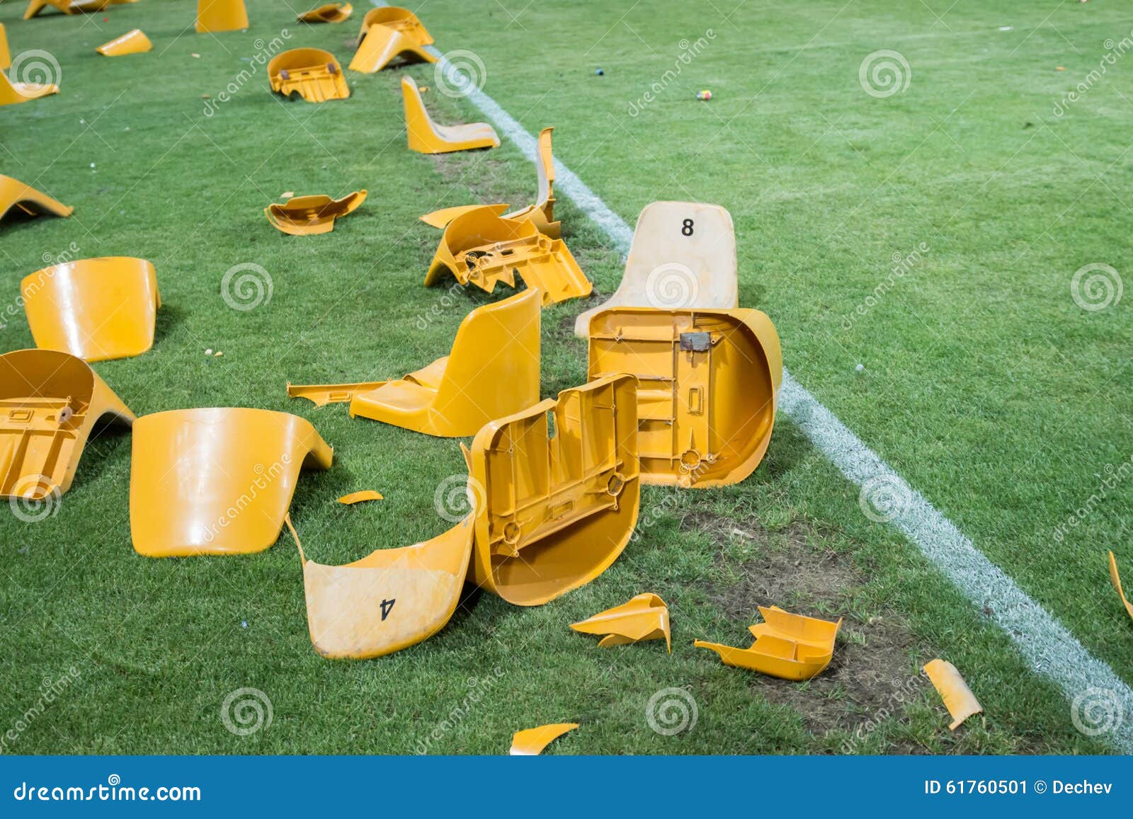 Broken Plastic Seats after Match on Stadium Stock Image - Image of ...