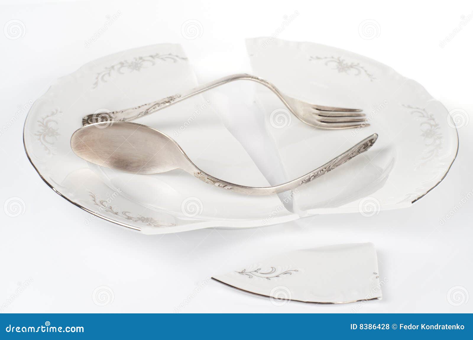Broken Plate and Bent Silver Stock Photo - Image of funny, pieces: 8386428