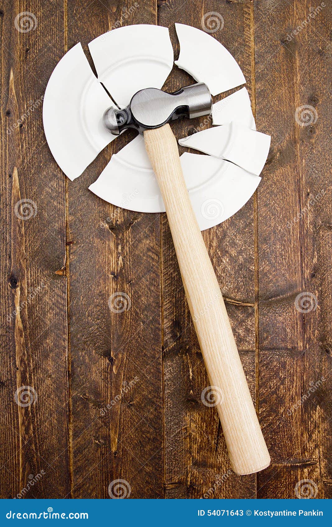 Broken plate and hammer stock image. Image of breakage - 54071643