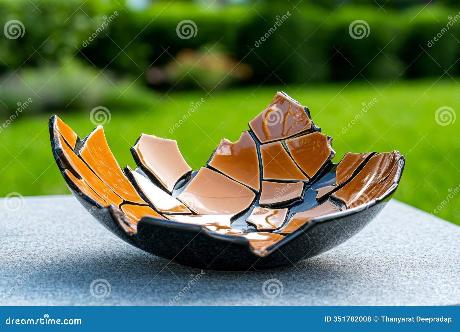 Broken Plate, Glued Back Together, Visible Scars Shows The Attempt To ...