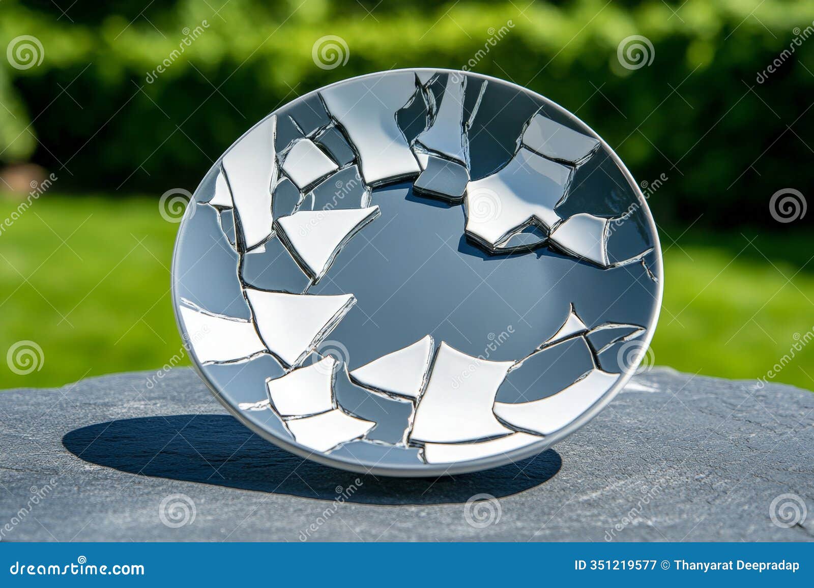 Broken Plate, Glued Back Together, Visible Scars Shows The Attempt To ...