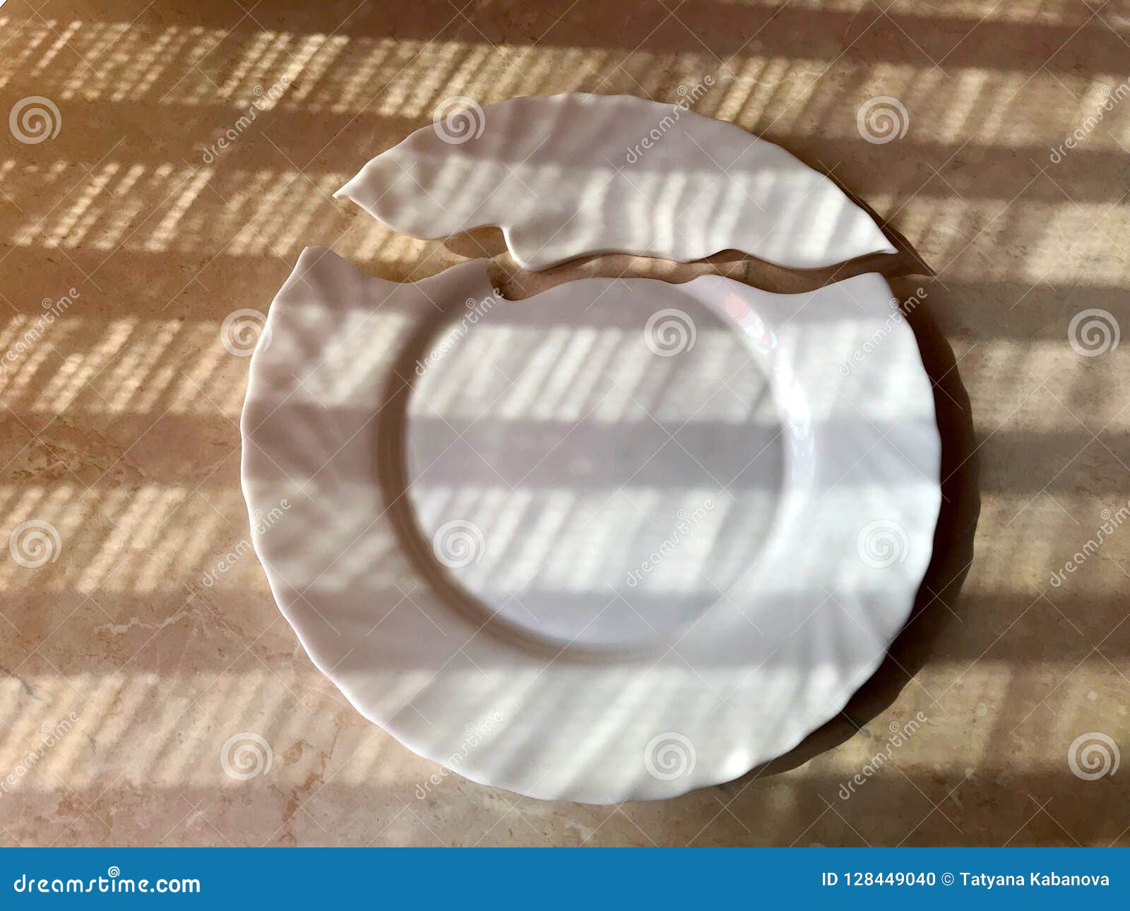 Broken Plate on the Table, on the Floor. Stock Photo - Image of white ...