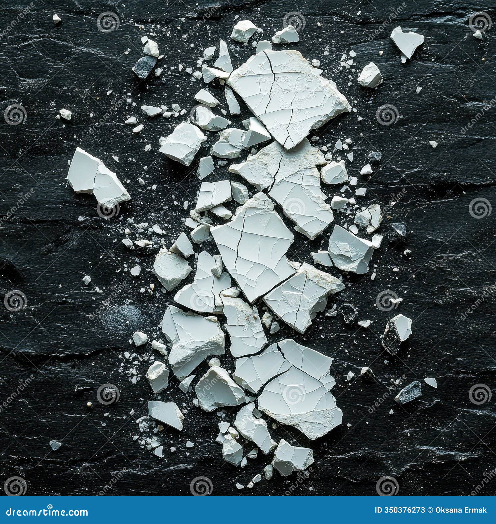 Broken Plate on Table, White Ceramic Pieces, Smashed Crockery Bowl ...