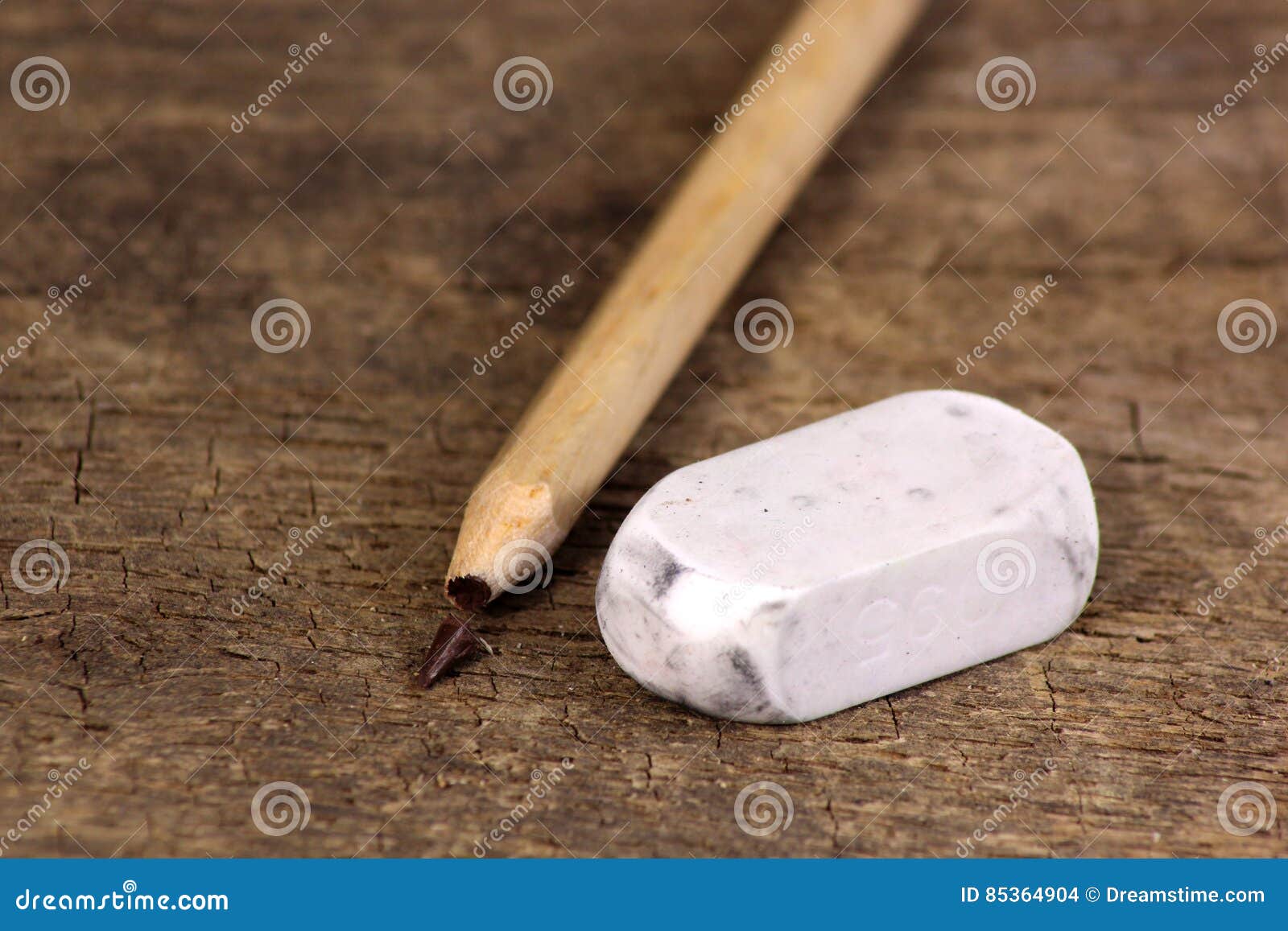 Broken Point Pencil and Rubber Stock Photo - Image of pencil, point ...