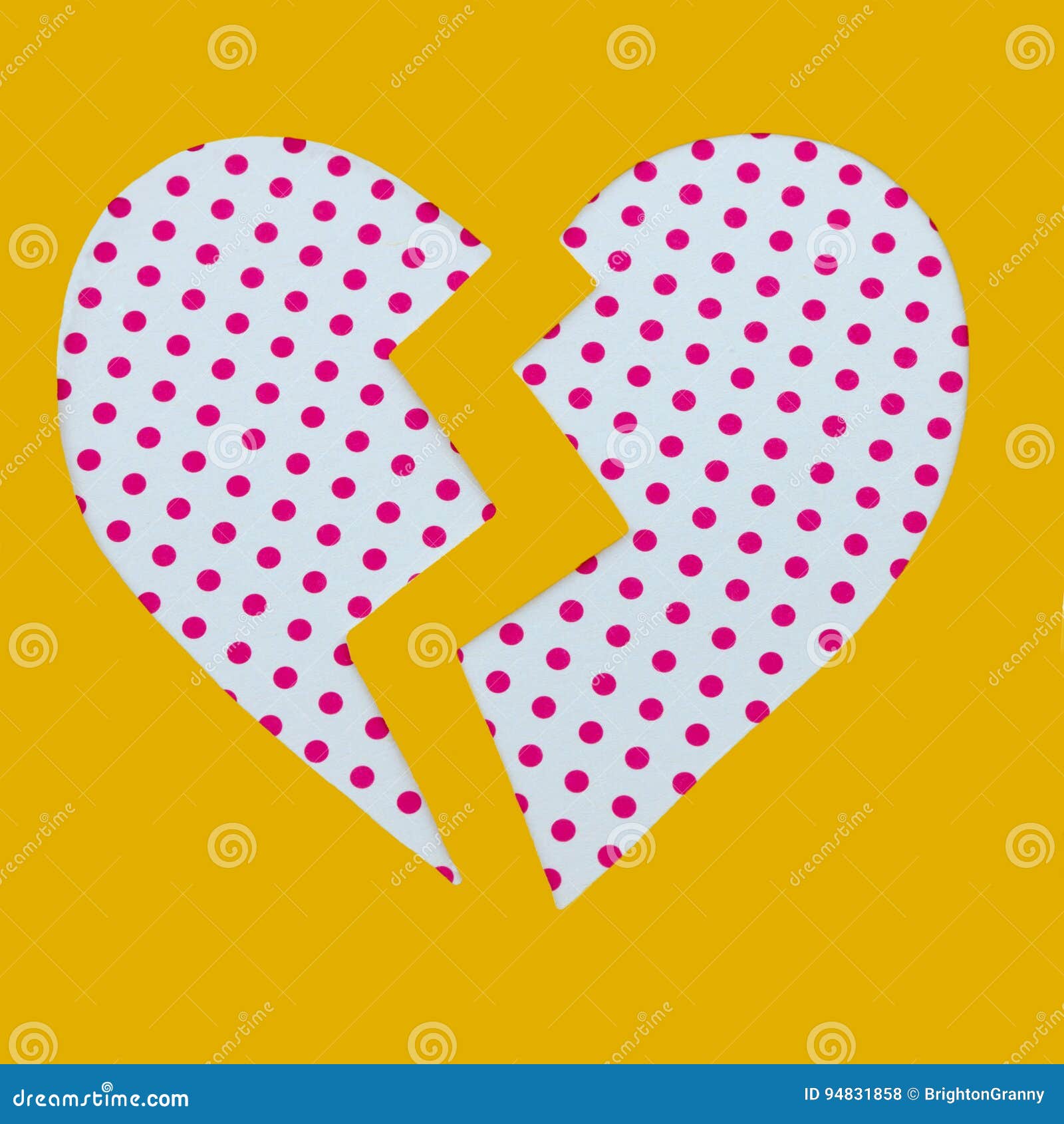 Broken polka dot heart stock photo. Image of romance - 94831858