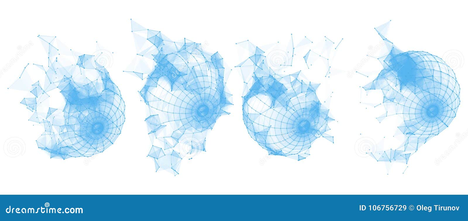 Broken Wireframe Sphere. Fractured Geometric Form. Lines Network ...