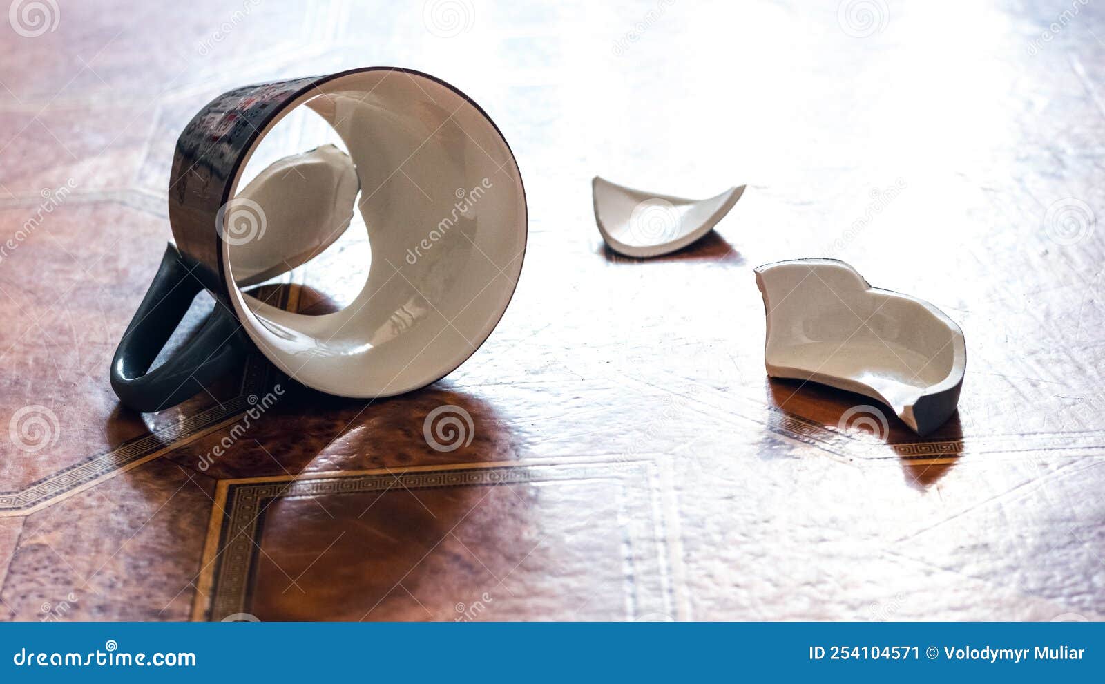Broken Porcelain Mug on the Kitchen Floor Stock Image - Image of ...