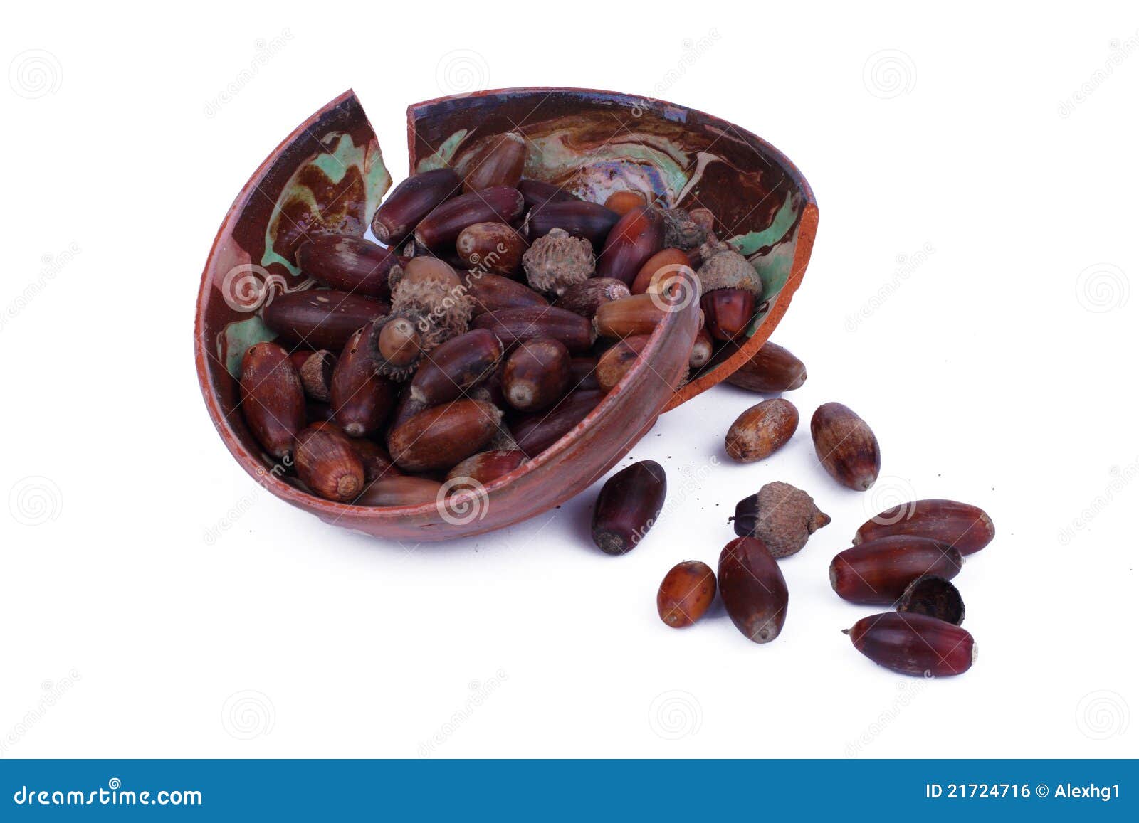 Broken Pot Full with Acorns Stock Photo - Image of clipping, break ...