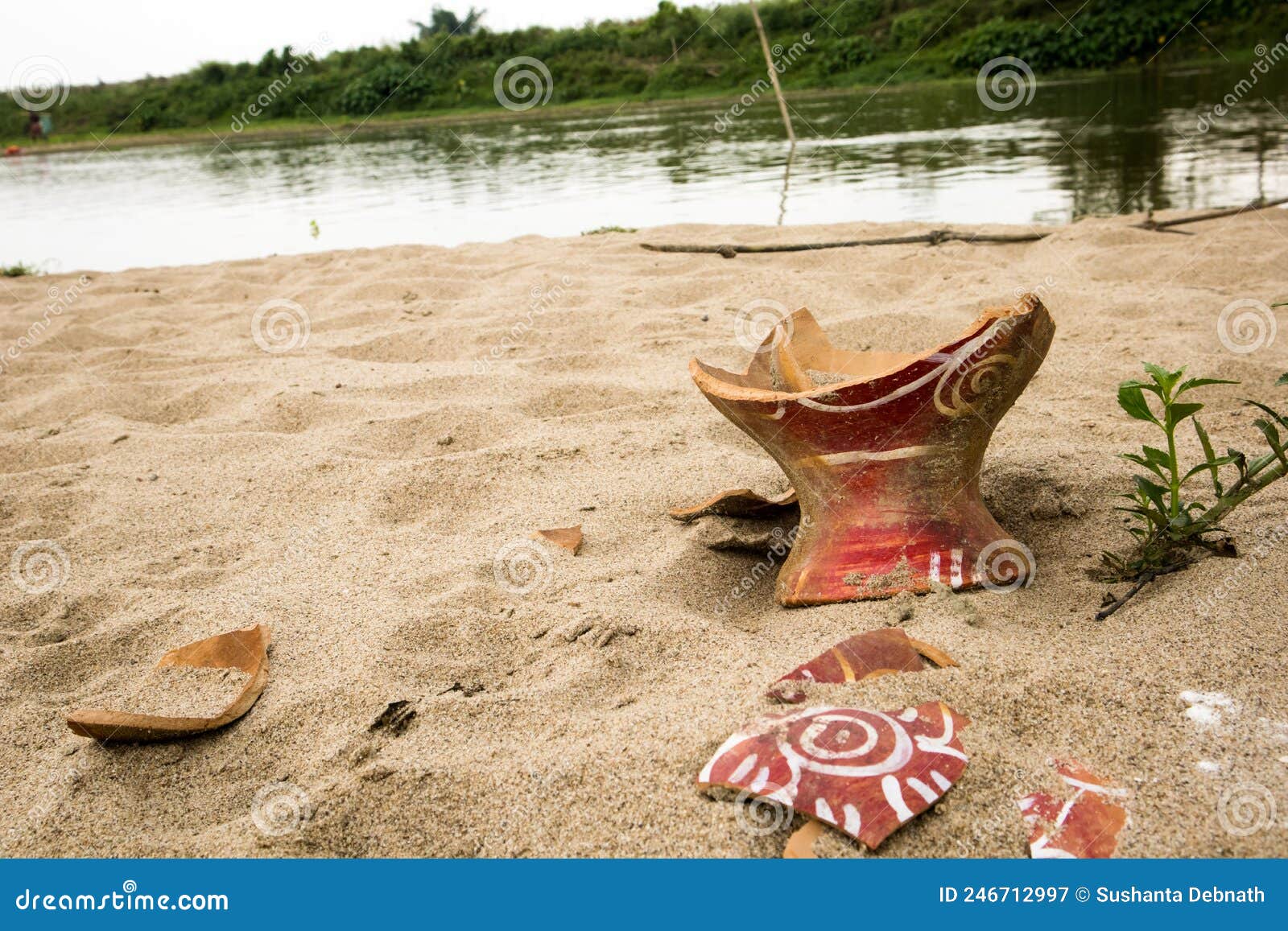 A Broken Pot in the River Bank Stock Image - Image of empty, living ...