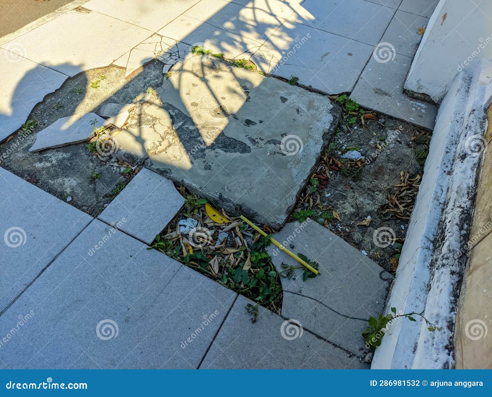 A Broken and Pothole Pavement Stock Photo - Image of danger, damage ...