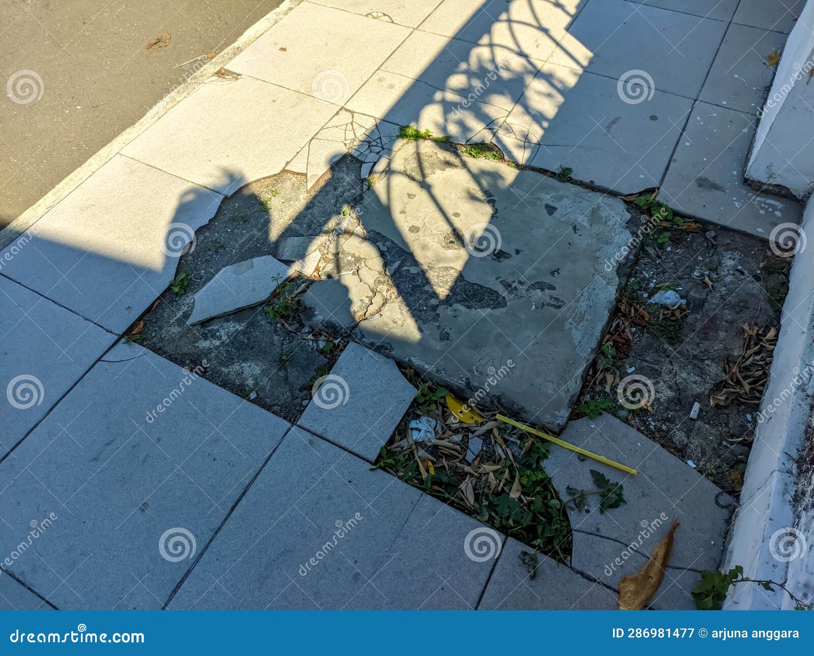 A Broken and Pothole Pavement Stock Image - Image of outdoor, floor ...