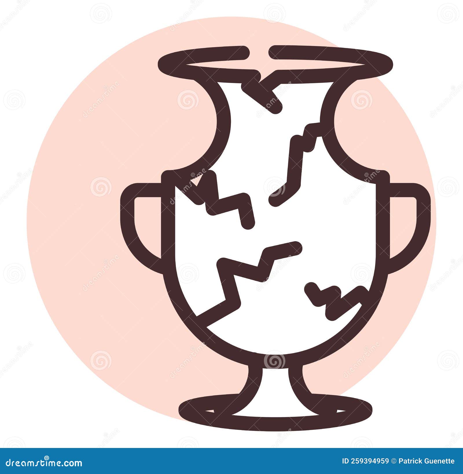 Broken pottery vase, icon stock vector. Illustration of frame - 259394959