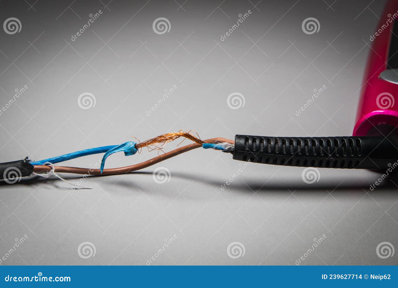 Broken Power Cord for Home Electrical Appliances. Mechanically Damaged ...