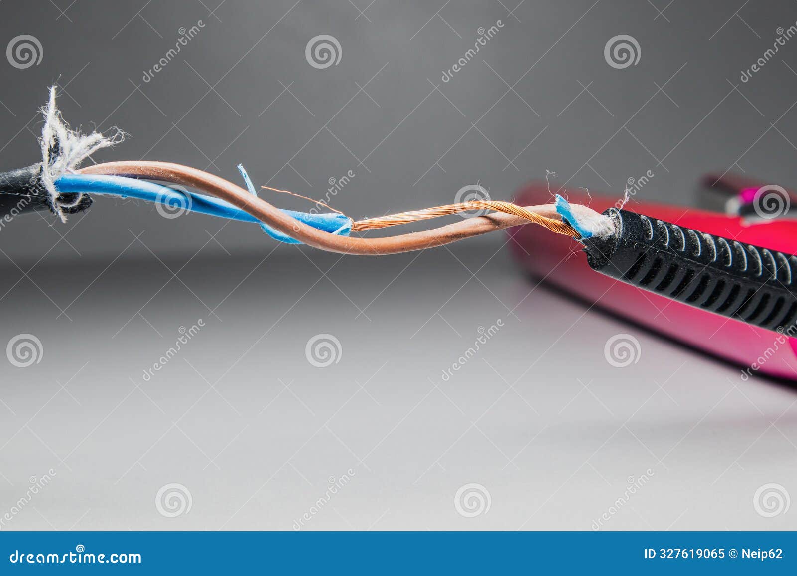 Broken Power Cord for Home Electrical Appliances. Soft Focus Stock ...