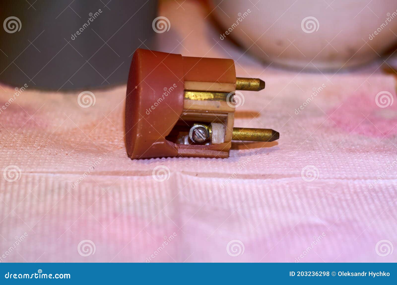 Broken Power Plug on the Table Stock Photo - Image of background ...