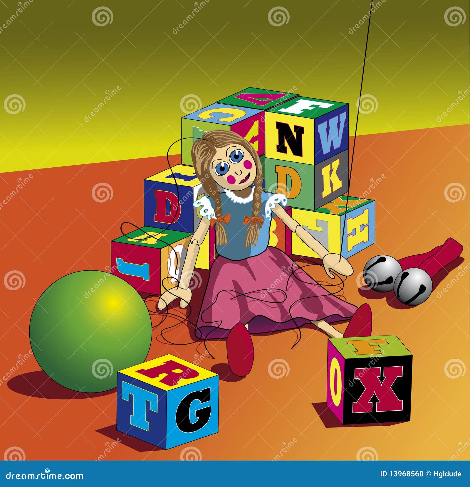 Broken Puppet stock vector. Illustration of female, children - 13968560
