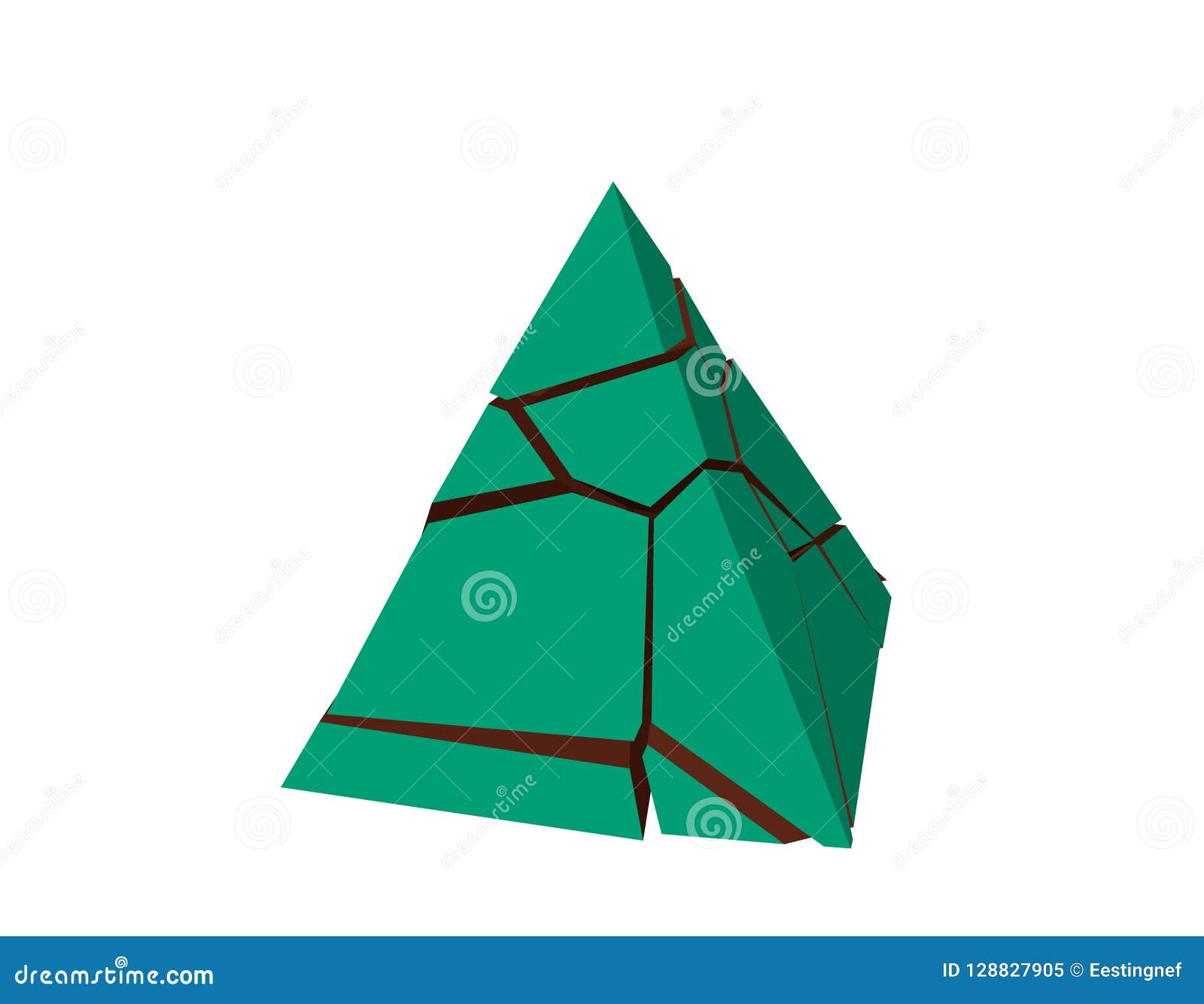 Broken Pyramid. Isolated on White Background Stock Vector ...