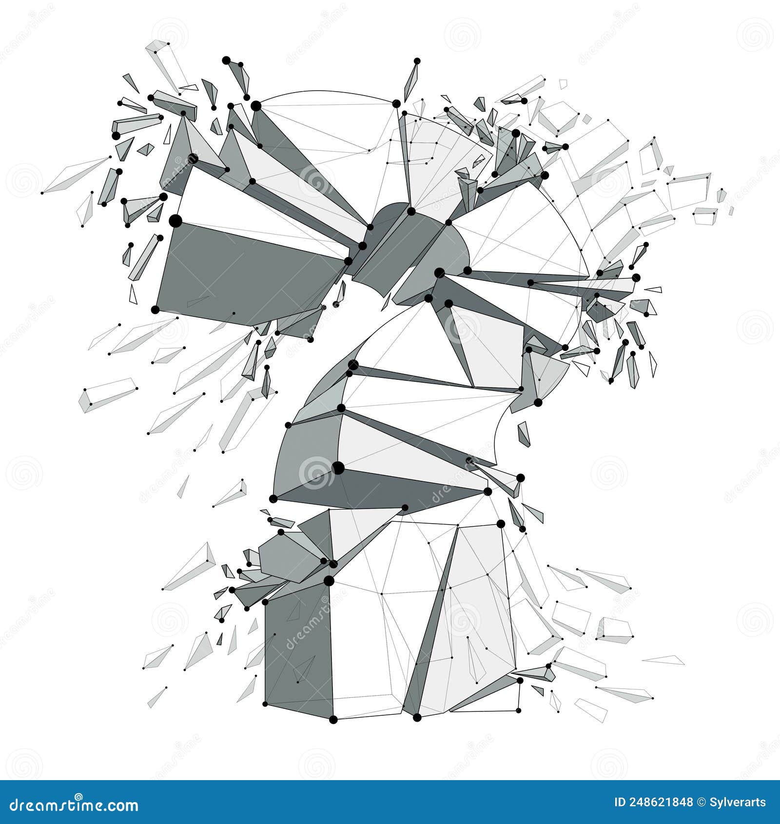 Broken Question Mark Exploding, Query Breaking To Pieces, Vector 3d ...