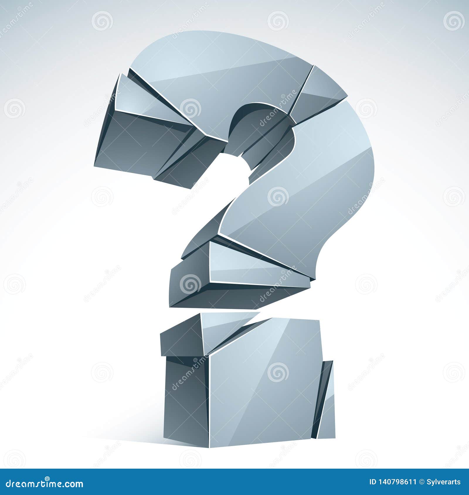 Broken Question Mark Exploding, Query Breaking To Pieces, Vector 3d ...