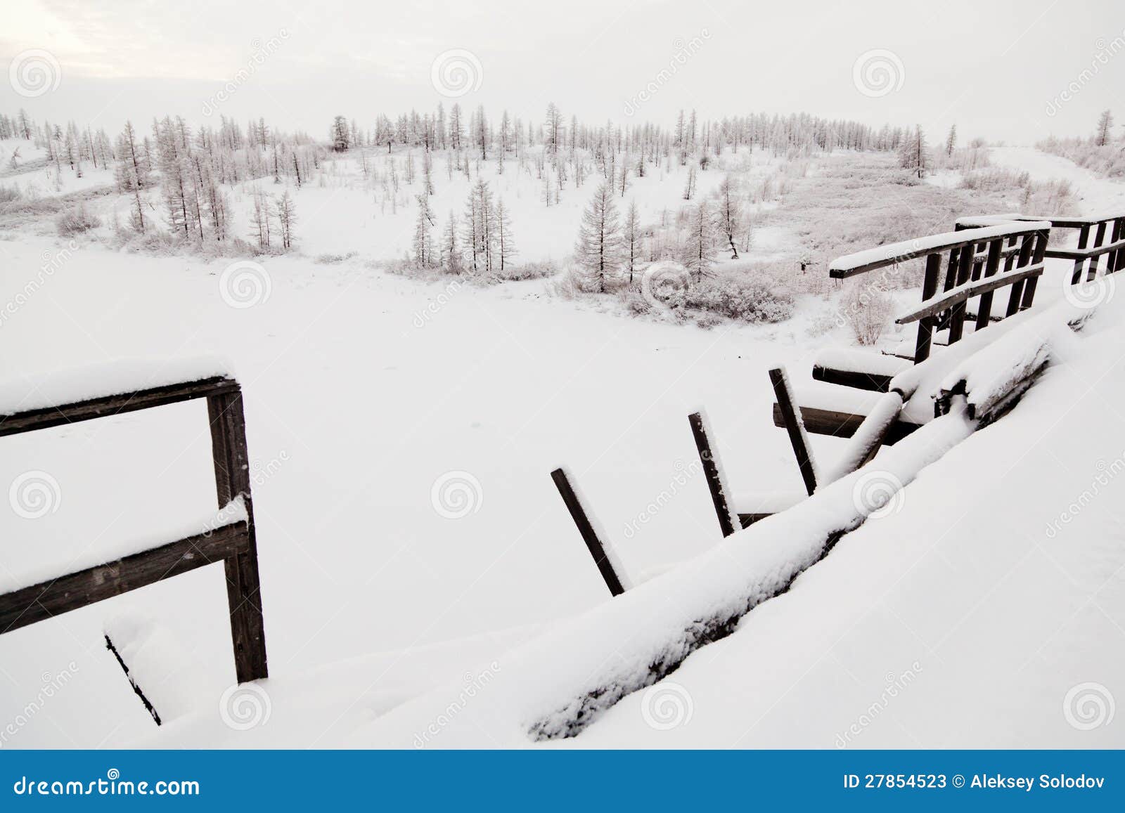 Broken railing stock image. Image of white, frozen, horizon - 27854523