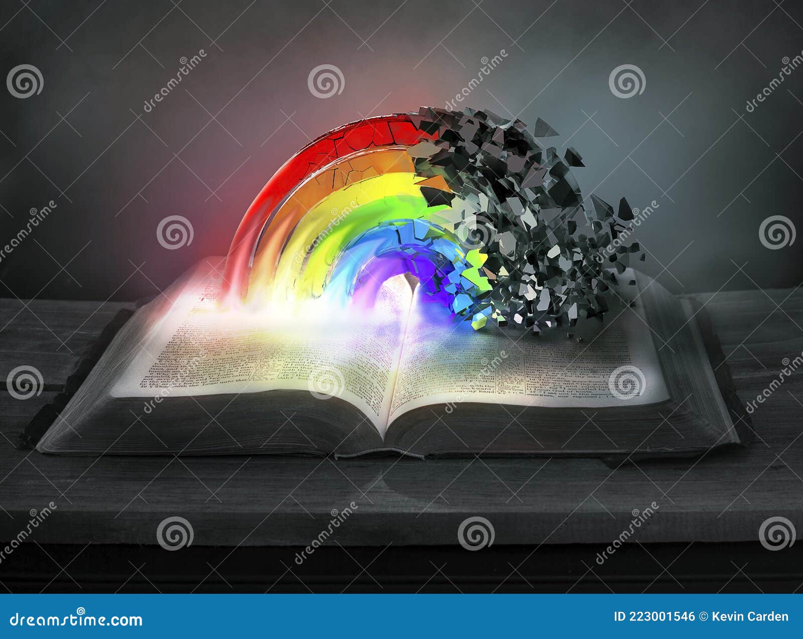 Broken Rainbow over Bible stock photo. Image of faith - 223001546