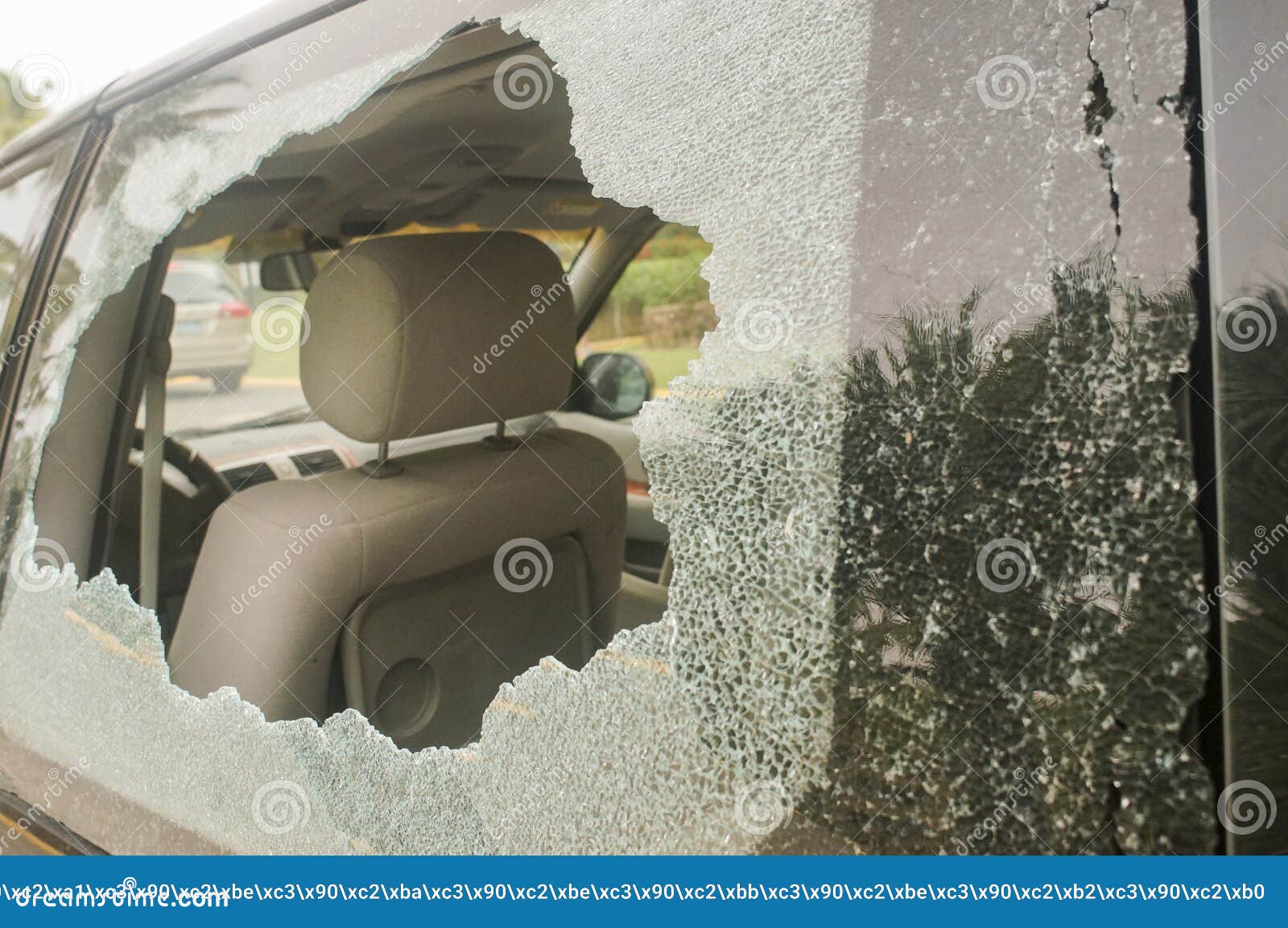 Broken Rear Glass in the Car, Accident Risk Stock Image - Image of ...