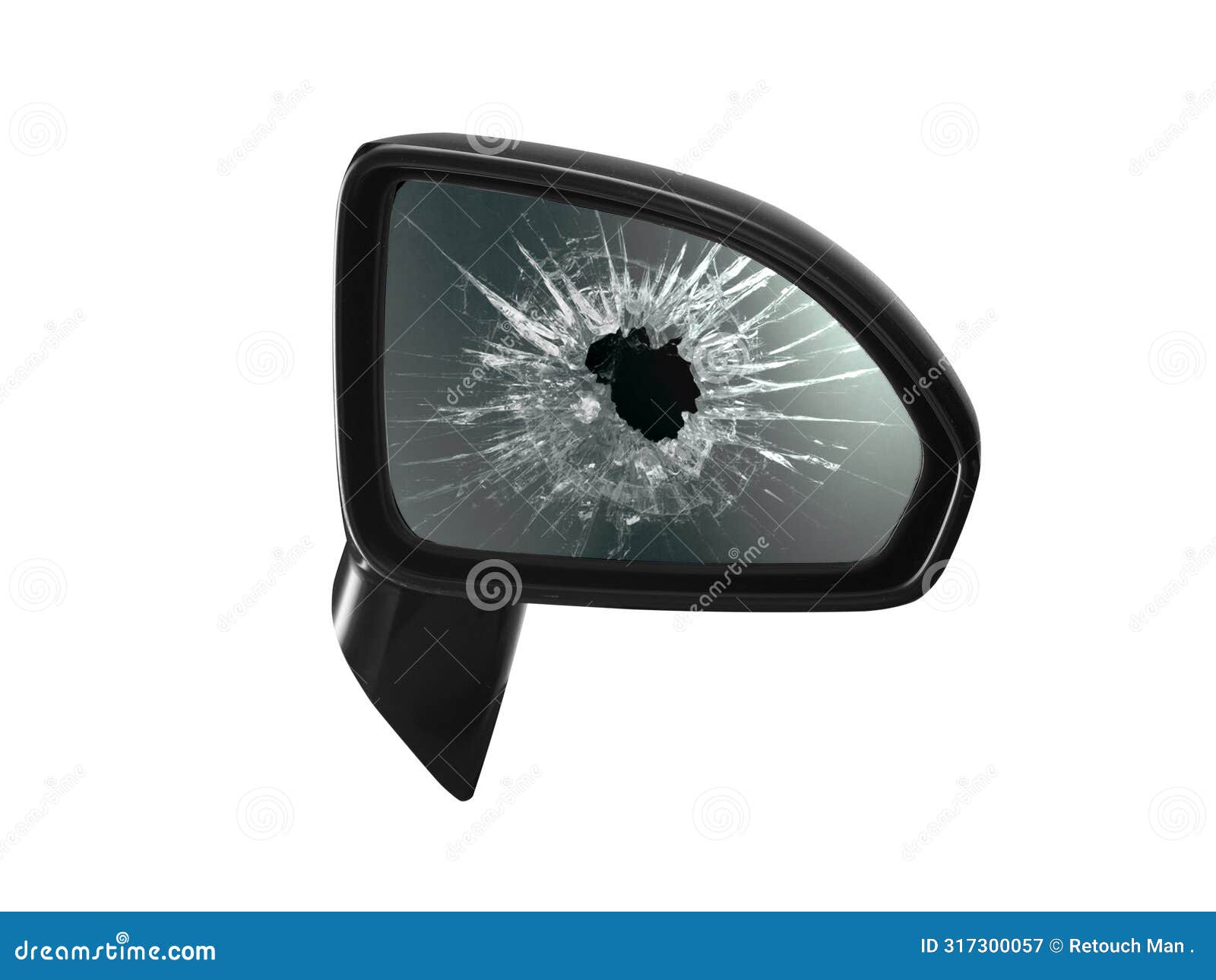 Broken Rear View Mirror on White Background Stock Image - Image of ...