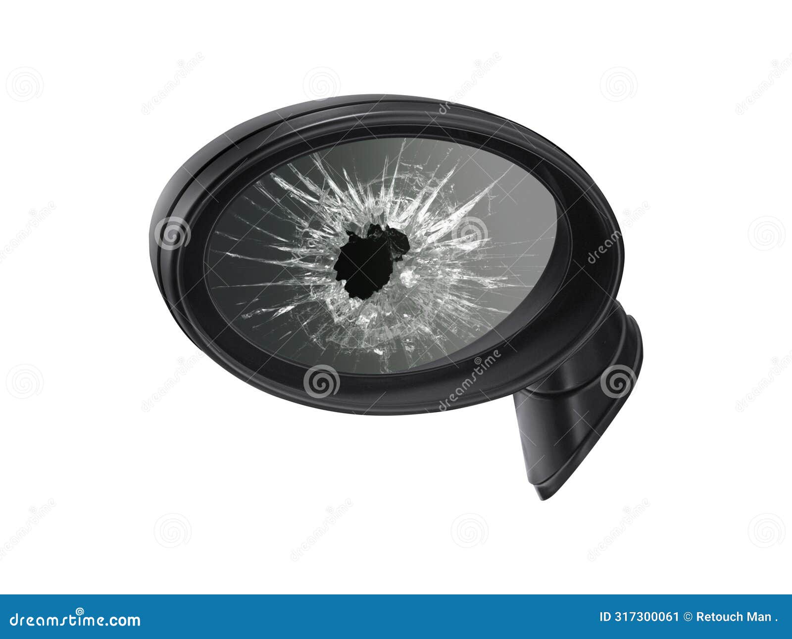 Broken Rear View Mirror on White Background Stock Image - Image of road ...