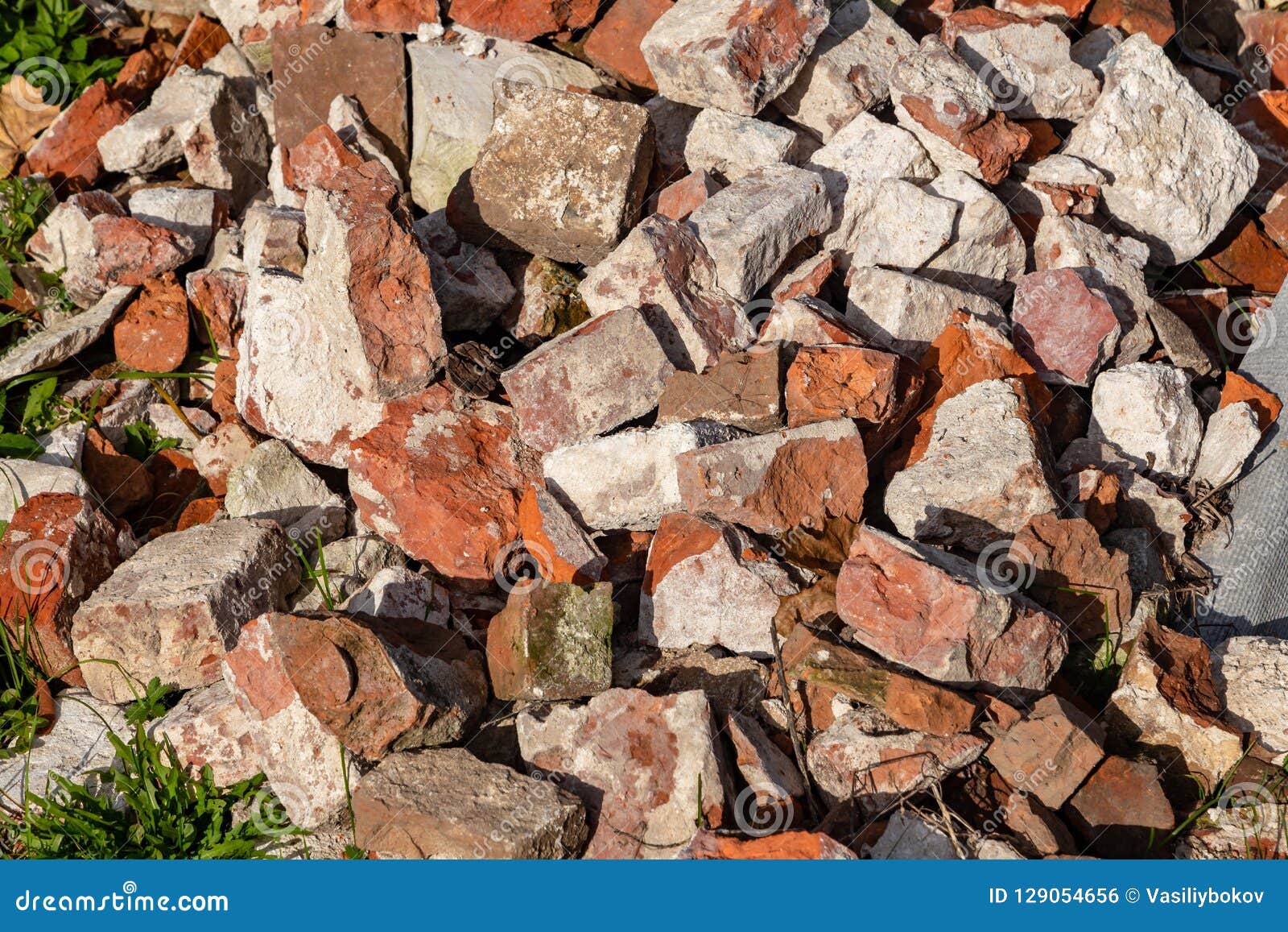 Broken Red Brick. Construction Waste Stock Photo - Image of brown ...