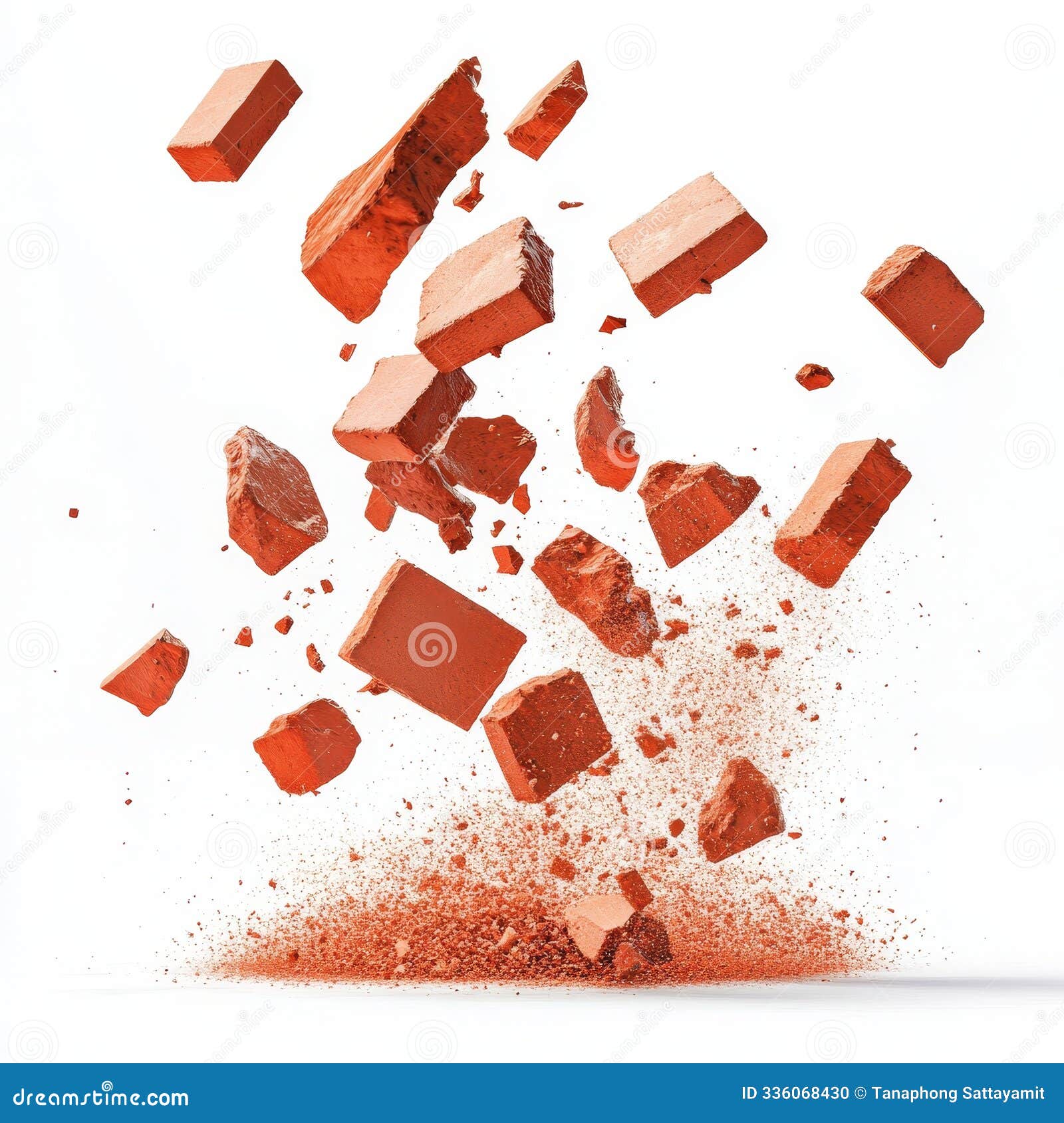 Broken Red Brick Explosion in MidAir Stock Illustration - Illustration ...