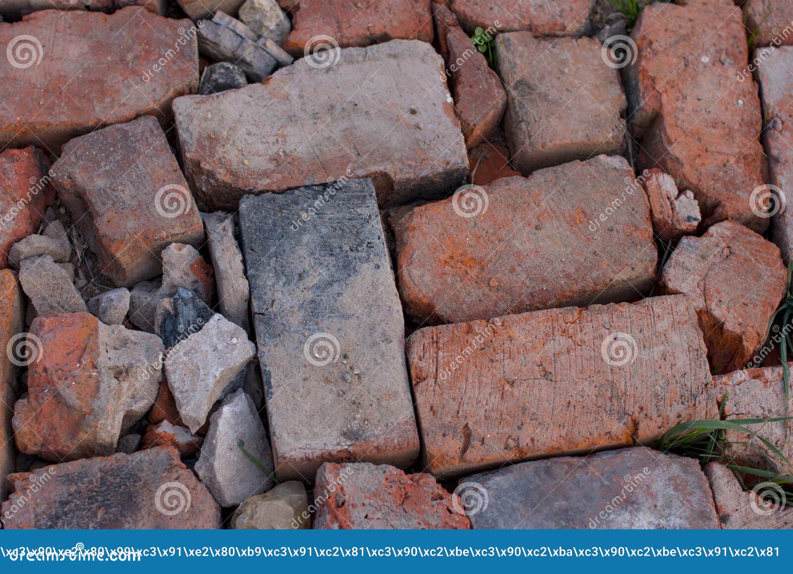 Broken Red Brick. Small Stones Stock Photo - Image of background ...